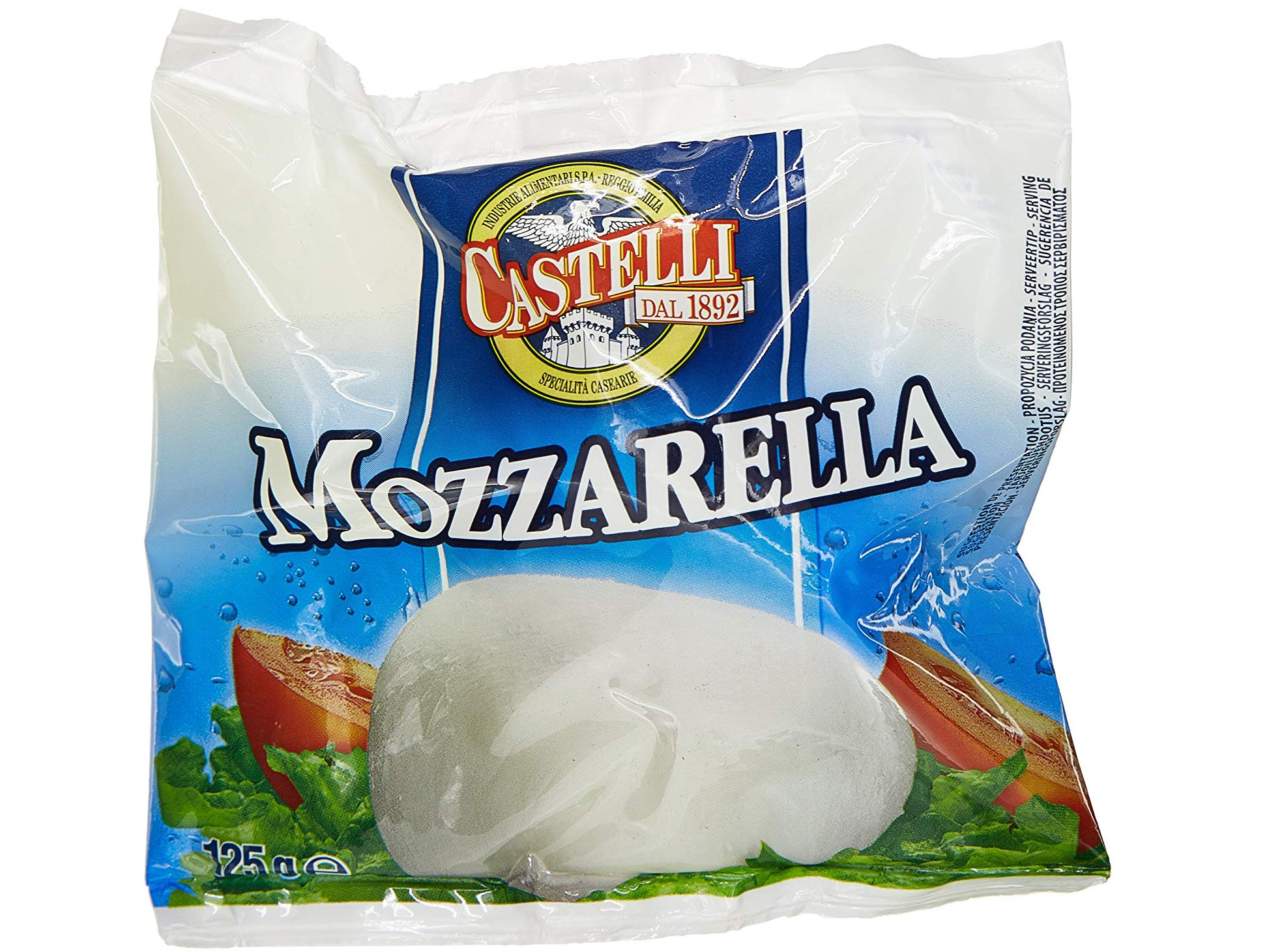 Castelli Mozzarella cheese in packaging. Fresh Italian cheese ...