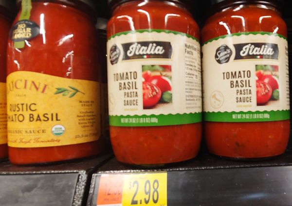Walmart Supercenter: Tomato basil pasta sauce jars, Italia brand. $2.98 ...