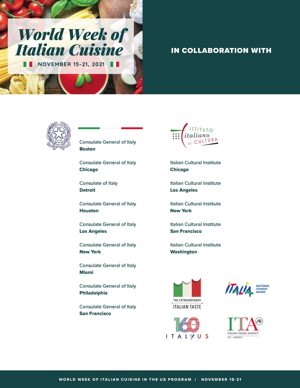 The sixth annual Week of Italian Cuisine in the World kicks off this week