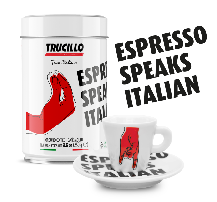 Trucillo Italian Espresso: Ground coffee tin and cup with Espresso ...
